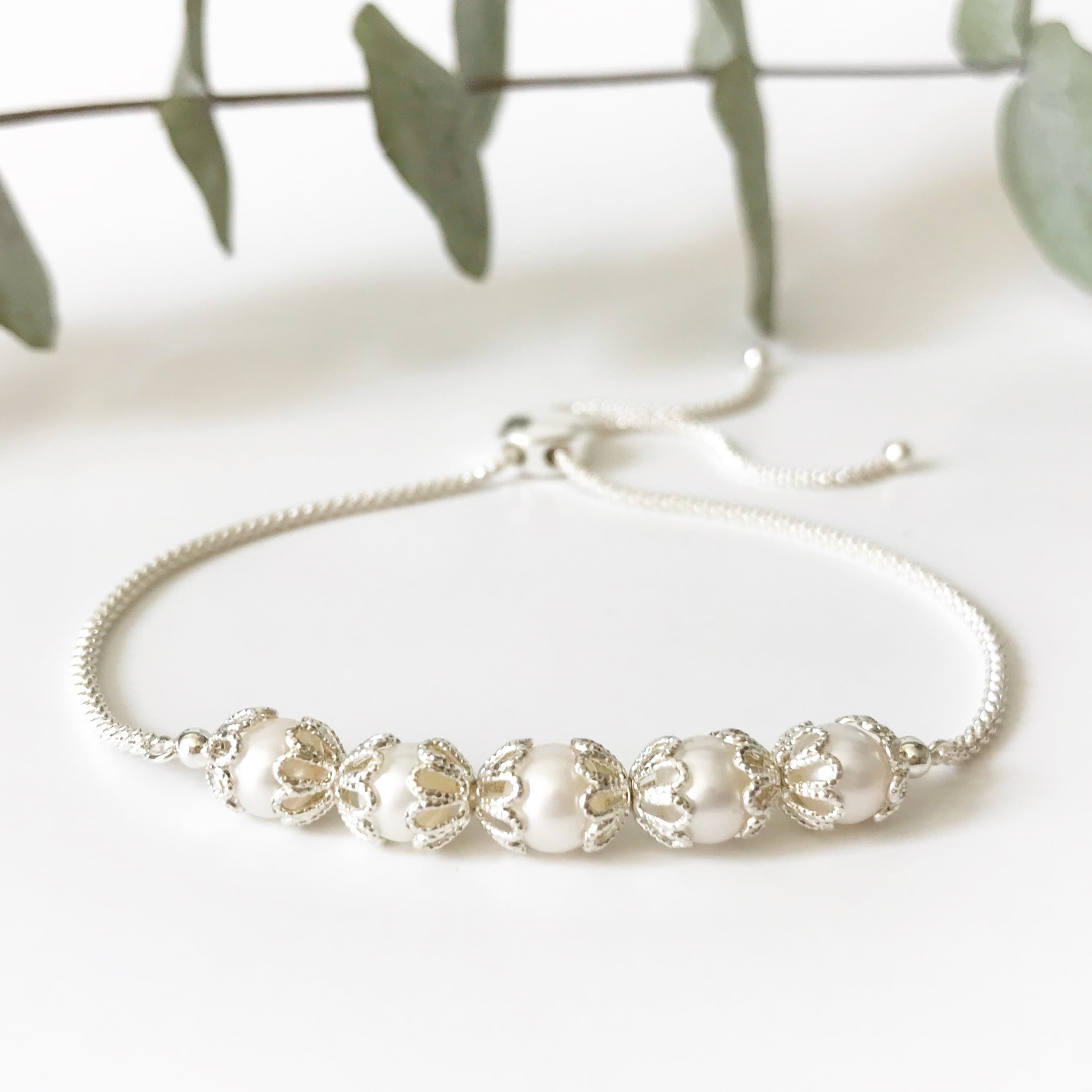 Elegant Freshwater Pearl Slider Bracelet | Me Me Jewellery