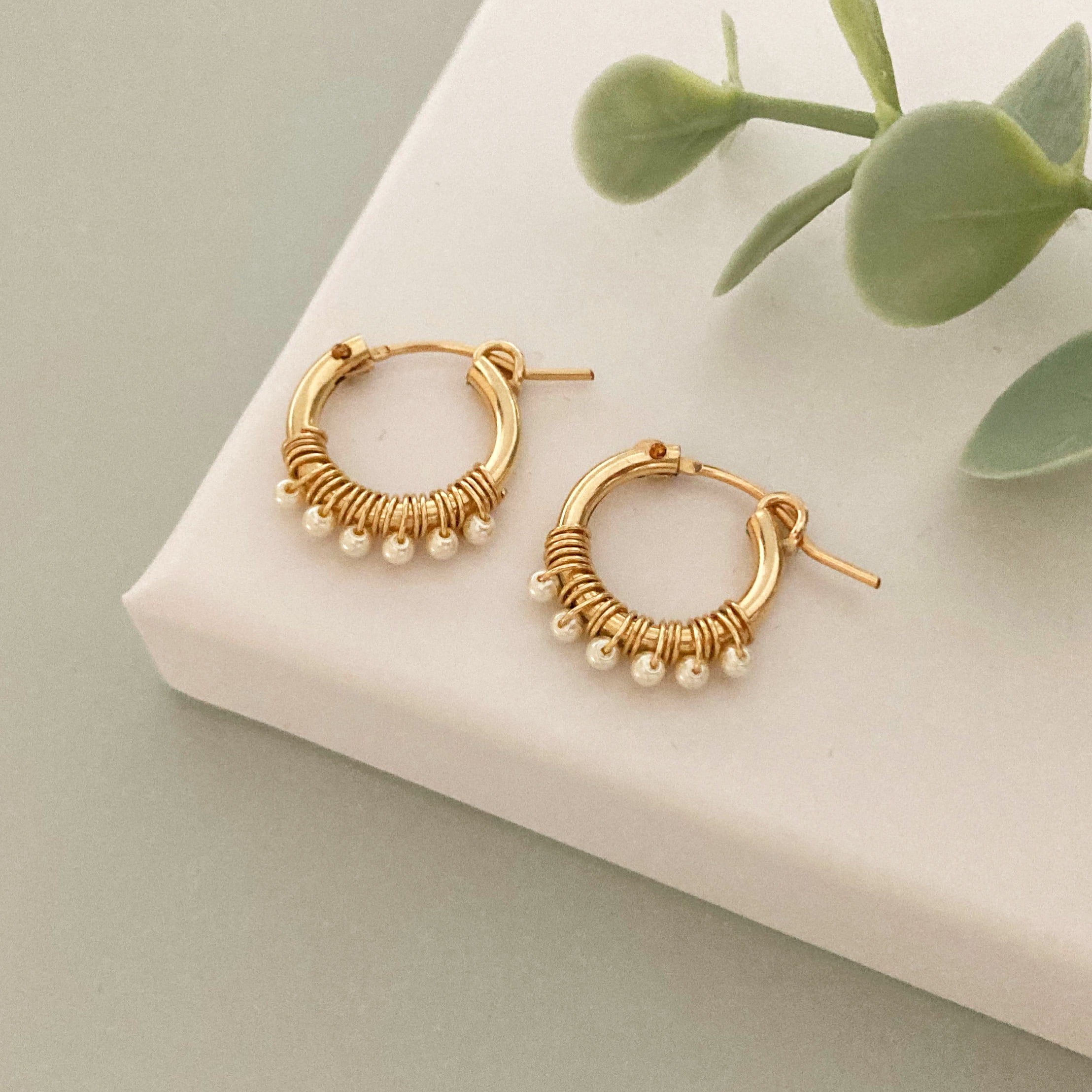 Mini Gold Hoops with Swarovski Crystals | Me Me Jewellery