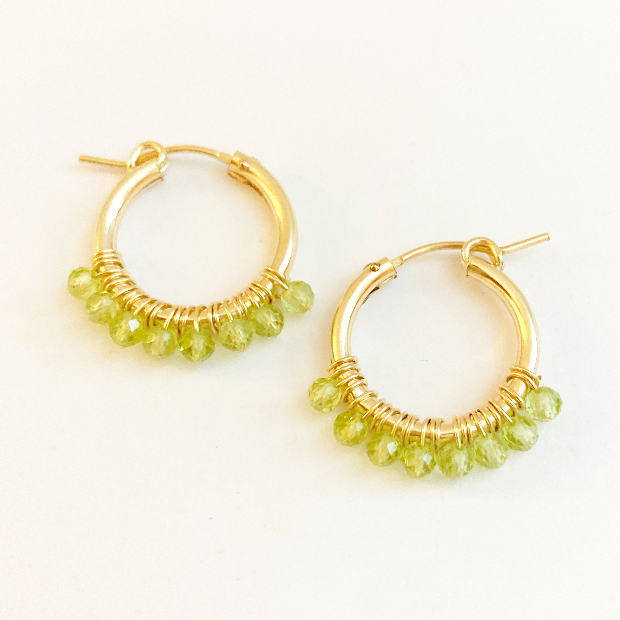 Peridot Hoop Earrings In Gold | Me Me Jewellery